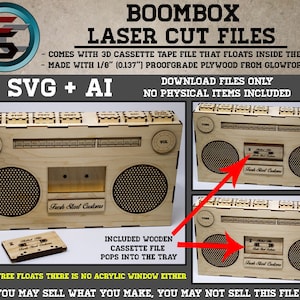 Boombox SVG + Ai Laser Cut Files -- INSTANT DOWNLOAD - Etsy