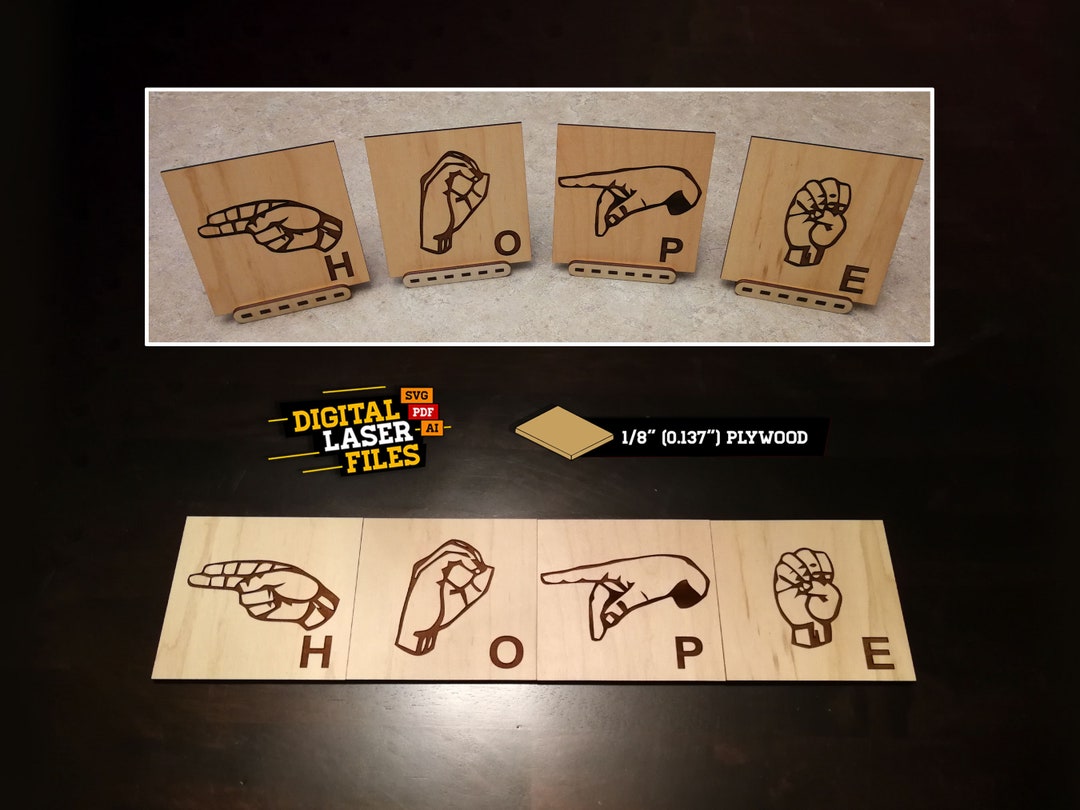Sign Language Letters SVG + Ai Laser Cut Files -- INSTANT DOWNLOAD - Etsy