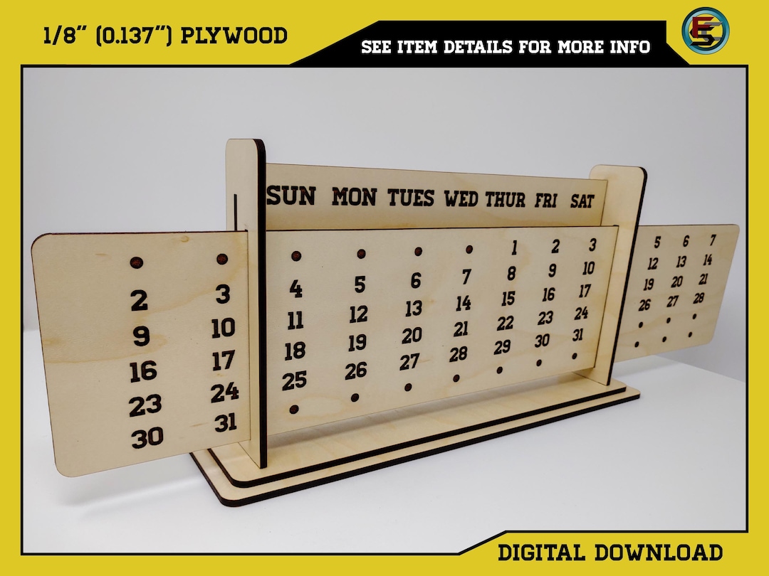 Desk Calendar SVG Ai Laser Cut Files INSTANT DOWNLOAD - Etsy