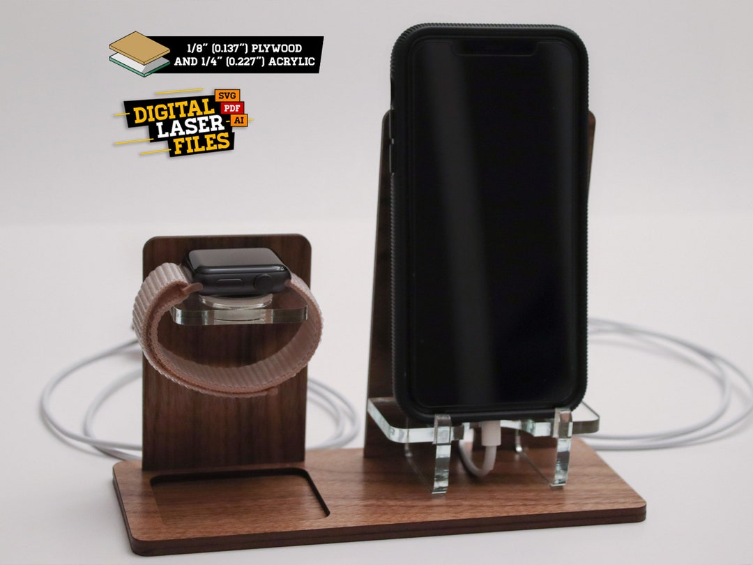 Iphone/watch Stand Combo SVG + Ai Laser Cut Files -- INSTANT DOWNLOAD ...