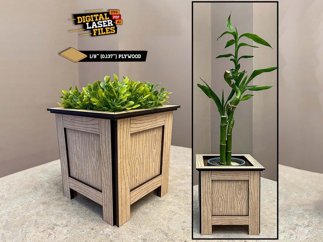 Flower Planter Box SVG + Ai Laser Cut Files -- INSTANT DOWNLOAD - Etsy