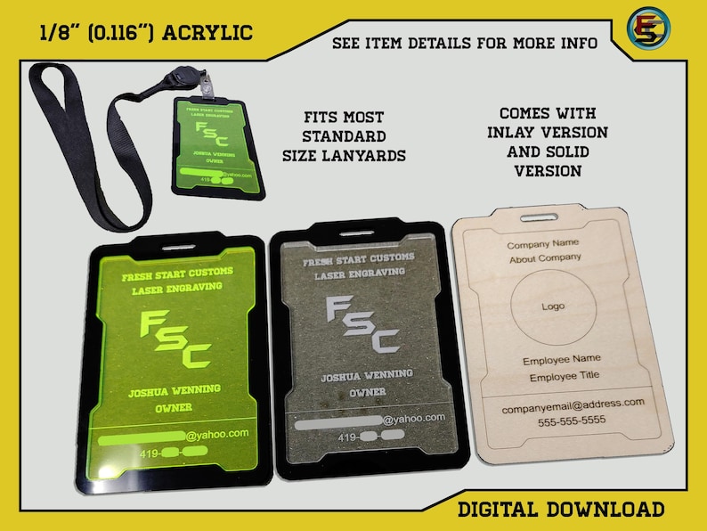 ID Badges Svg Ai Laser Cut Files INSTANT DOWNLOAD - Etsy