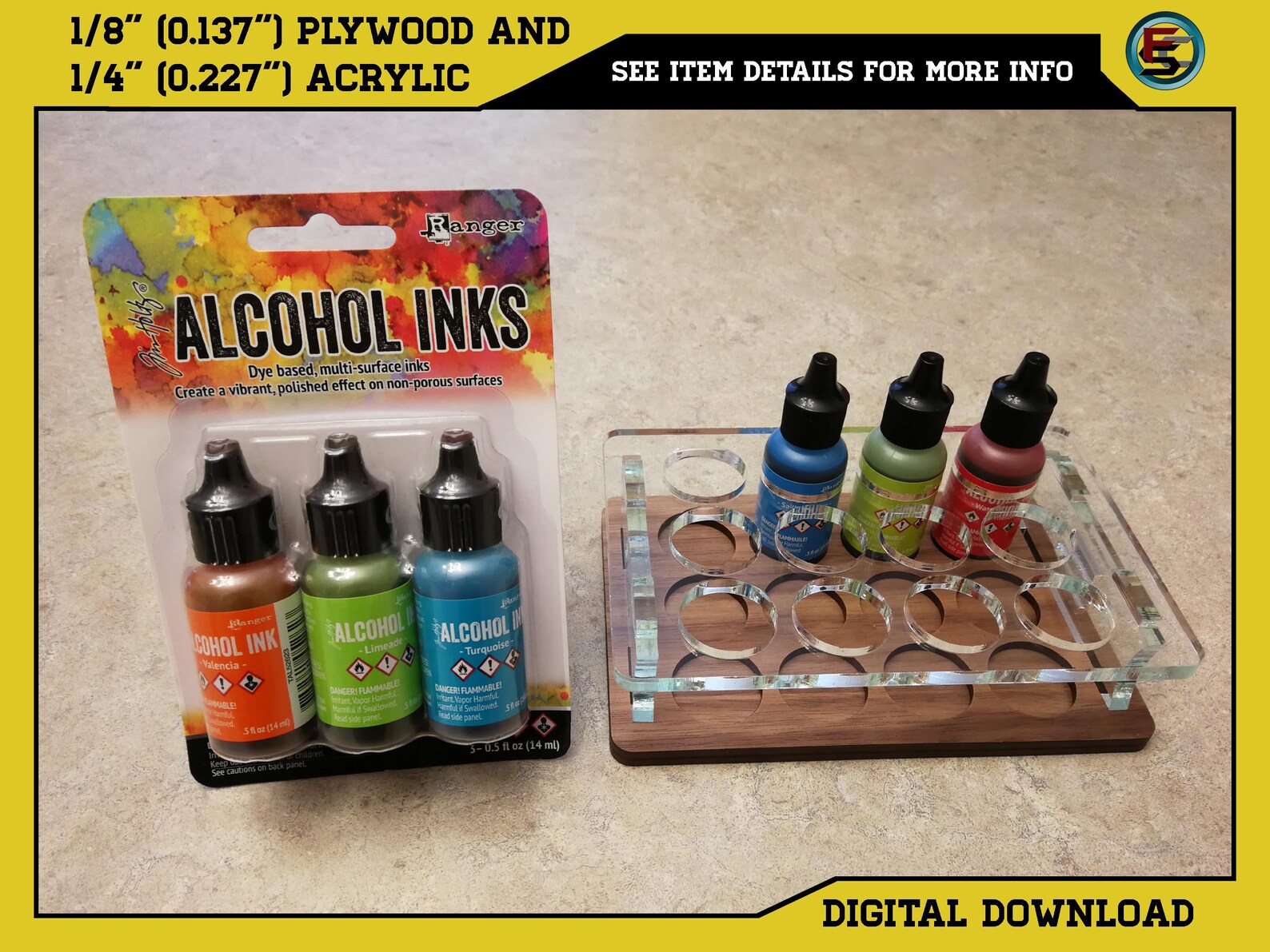 Alcohol Ink Holder SVG Ai Laser Cut Files INSTANT - Etsy