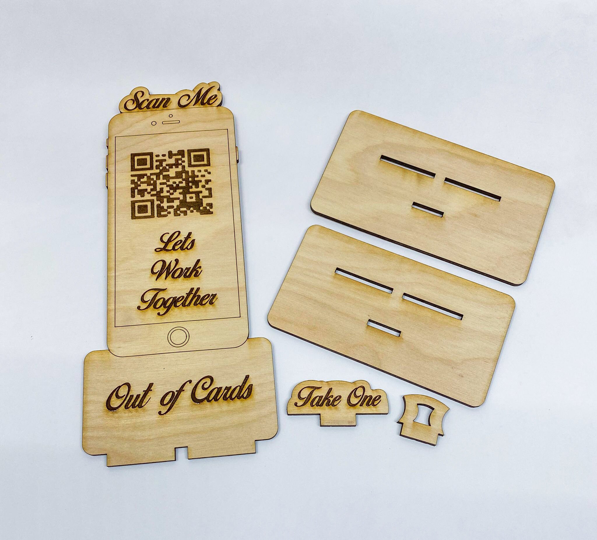 Scan Me Stand With Card Holder SVG + Ai Laser Cut Files -- INSTANT ...