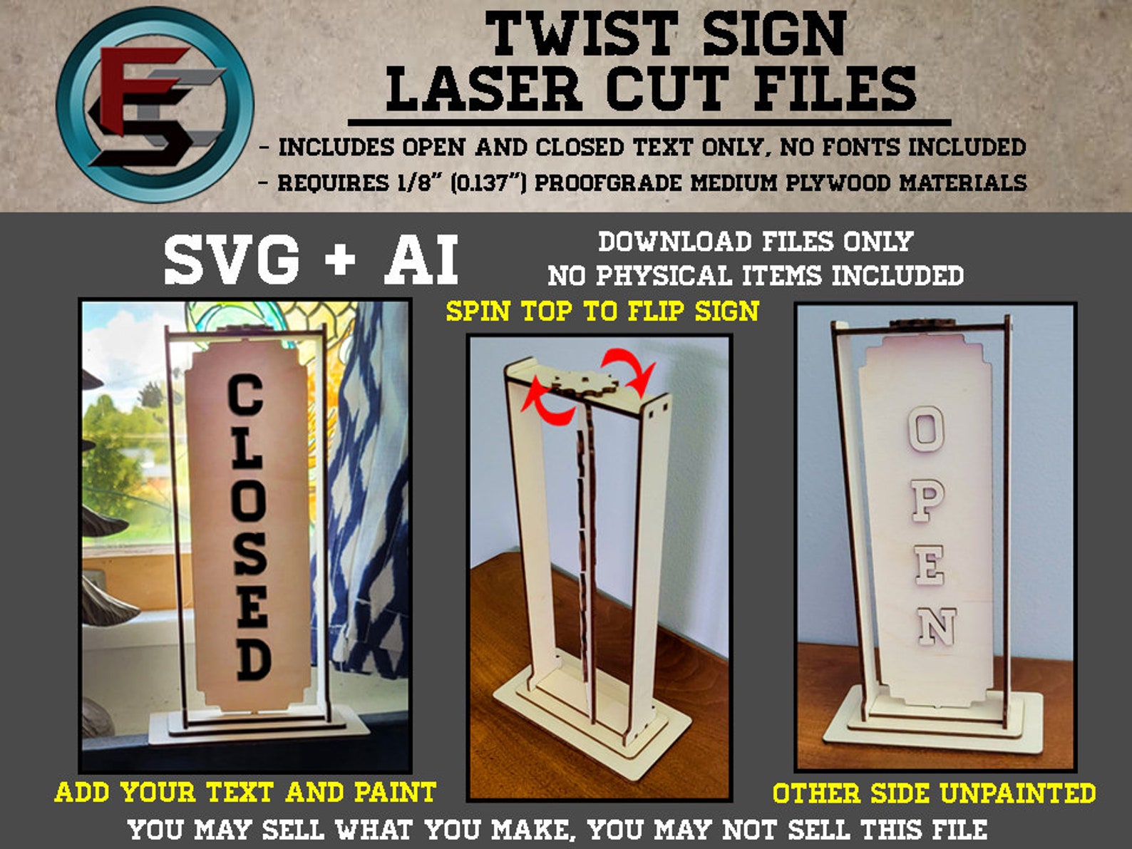 Twist Sign SVG Ai Laser Cut Files INSTANT DOWNLOAD - Etsy