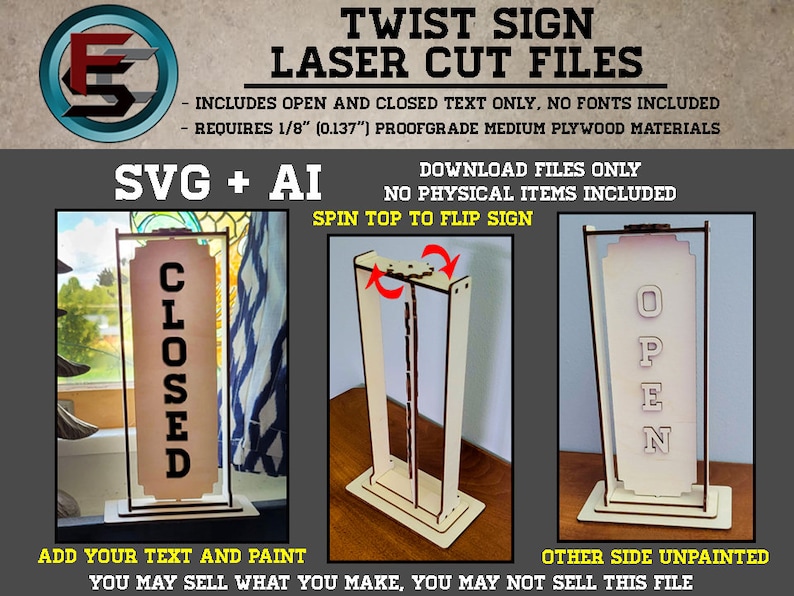 Twist Sign SVG Ai Laser Cut Files INSTANT DOWNLOAD - Etsy