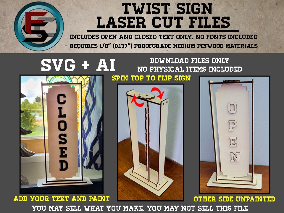 Twist Sign SVG + Ai Laser Cut Files -- INSTANT DOWNLOAD - Etsy Canada