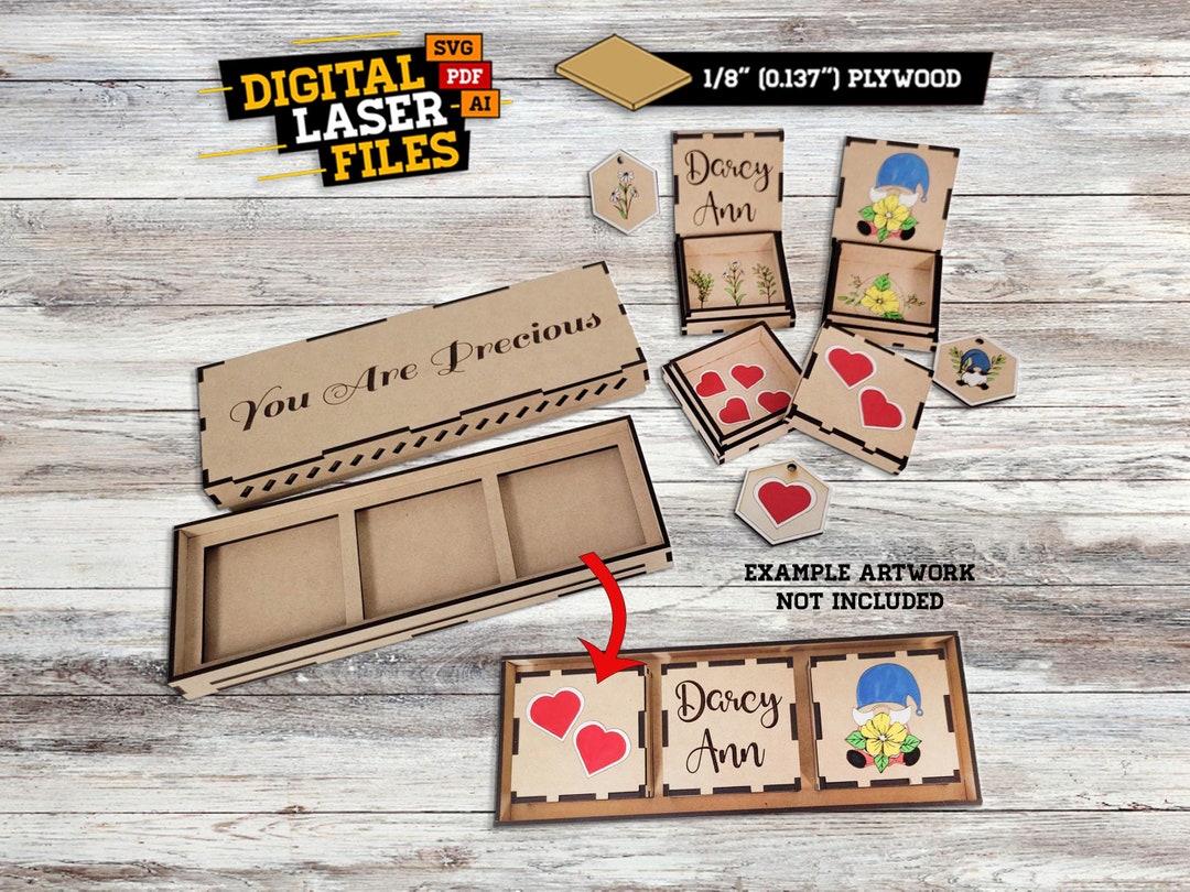 Customizable Gift Box Set SVG + Ai Laser Cut Files -- INSTANT DOWNLOAD ...