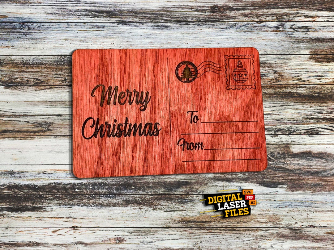 Christmas Postcard SVG + Ai Laser Cut Files -- INSTANT DOWNLOAD - Etsy