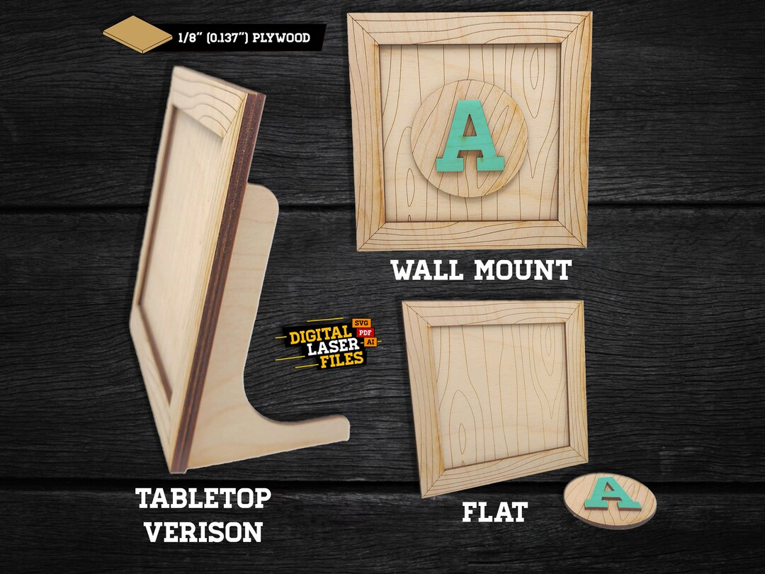 Square False Wood Score Sign SVG + Ai Laser Cut Files -- INSTANT ...