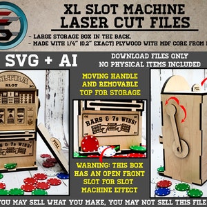 XL Slot Machine Box Svg + Ai Laser Cut Files -- INSTANT DOWNLOAD - Etsy ...