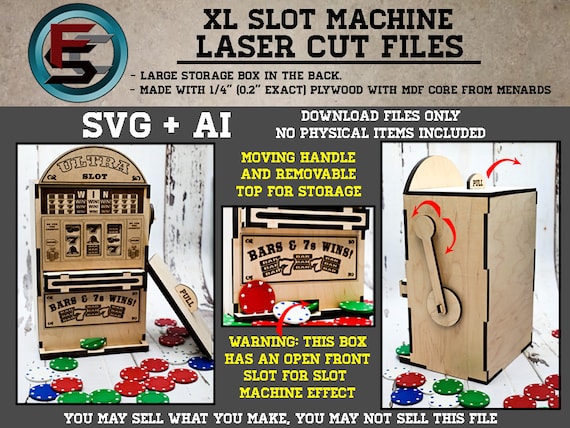 XL Slot Machine Box Svg Ai Laser Cut Files INSTANT DOWNLOAD ...