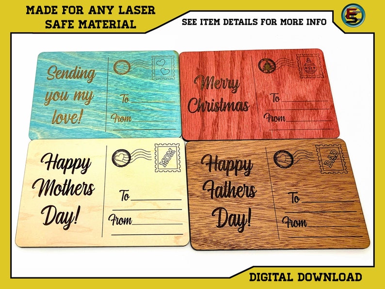 Postcards 4 Pack SVG Ai Laser Cut Files INSTANT DOWNLOAD - Etsy