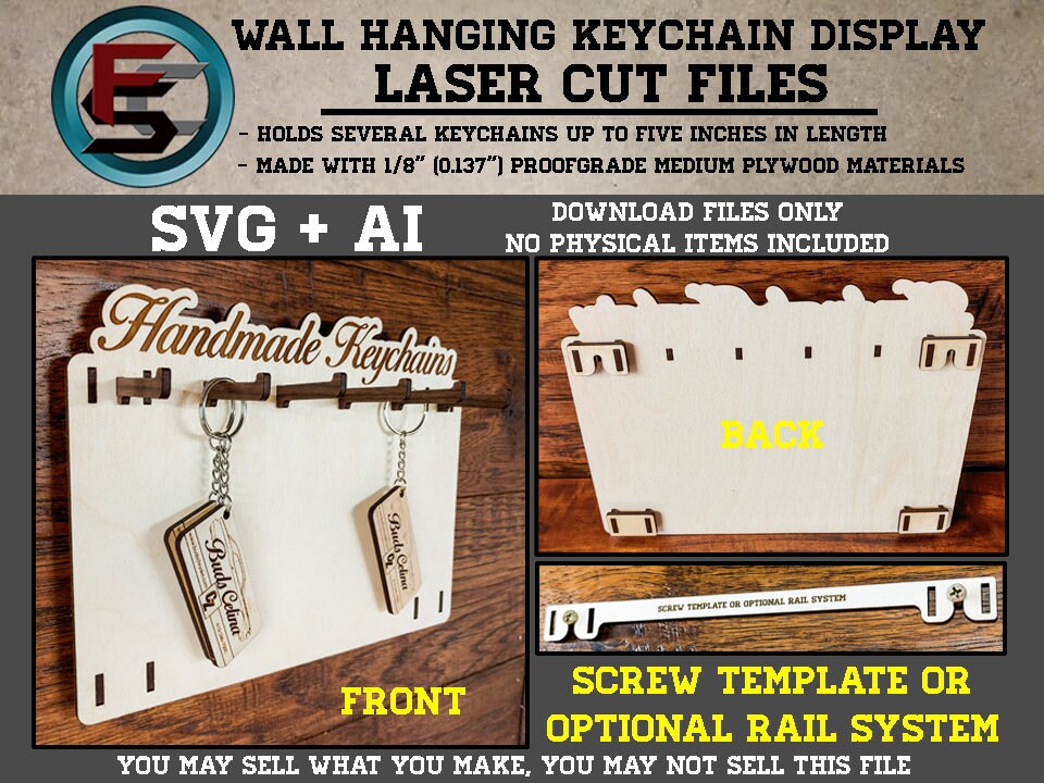 Wall Hanging Keychain Display SVG + Ai Laser Cut Files -- INSTANT ...