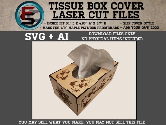 Tissue Box Cover SVG Ai Laser Cut Files INSTANT DOWNLOAD | Etsy