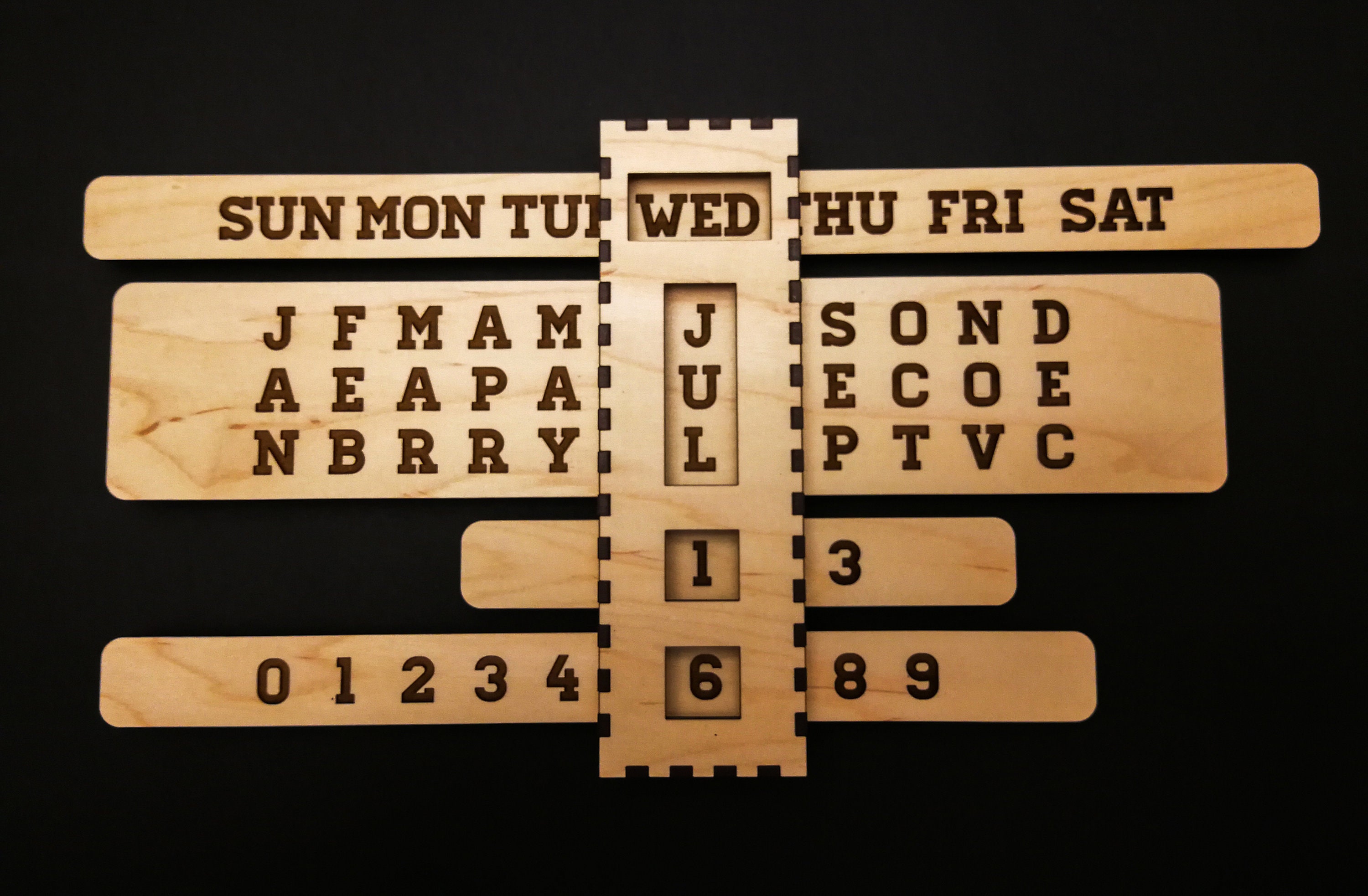 Push and Pull Calendar SVG + Ai Laser Cut Files--TÉLÉCHARGEMENT ...