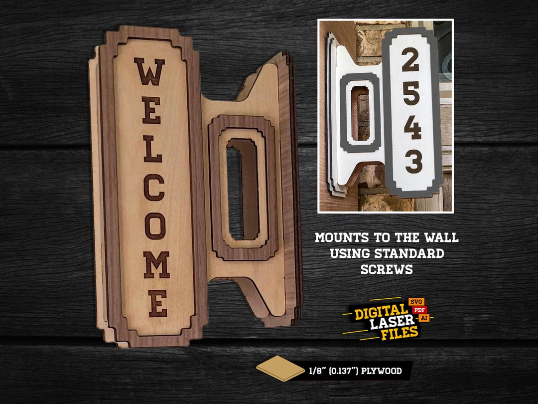 Wall Mounted Sign SVG + Ai Laser Cut Files -- INSTANT DOWNLOAD - Etsy