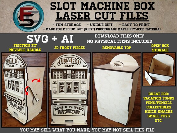 Slot Machine Box Svg Ai Laser Cut Files INSTANT DOWNLOAD - Etsy