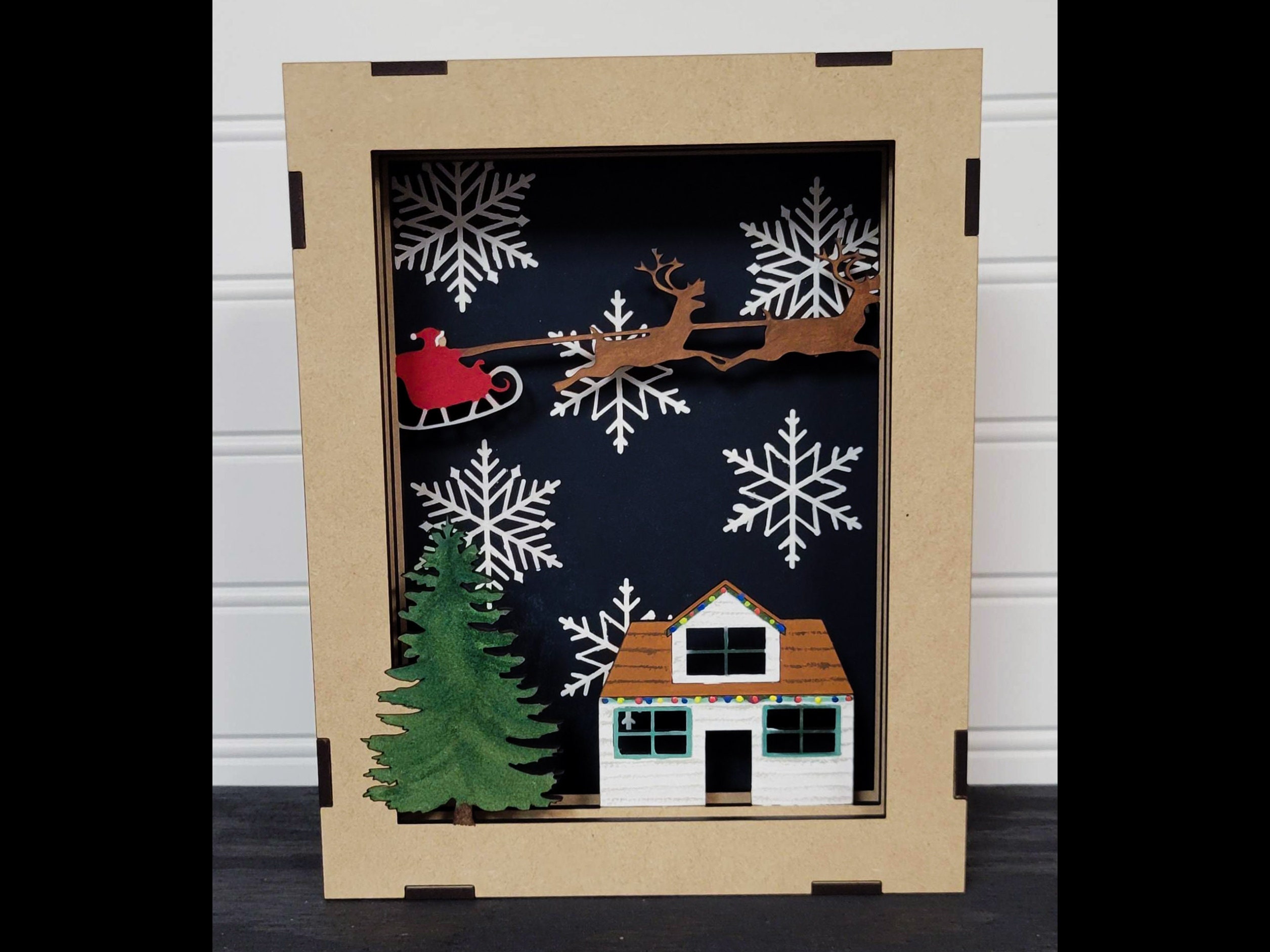 Large Christmas Shadow Box SVG Ai Laser Cut Files INSTANT - Etsy