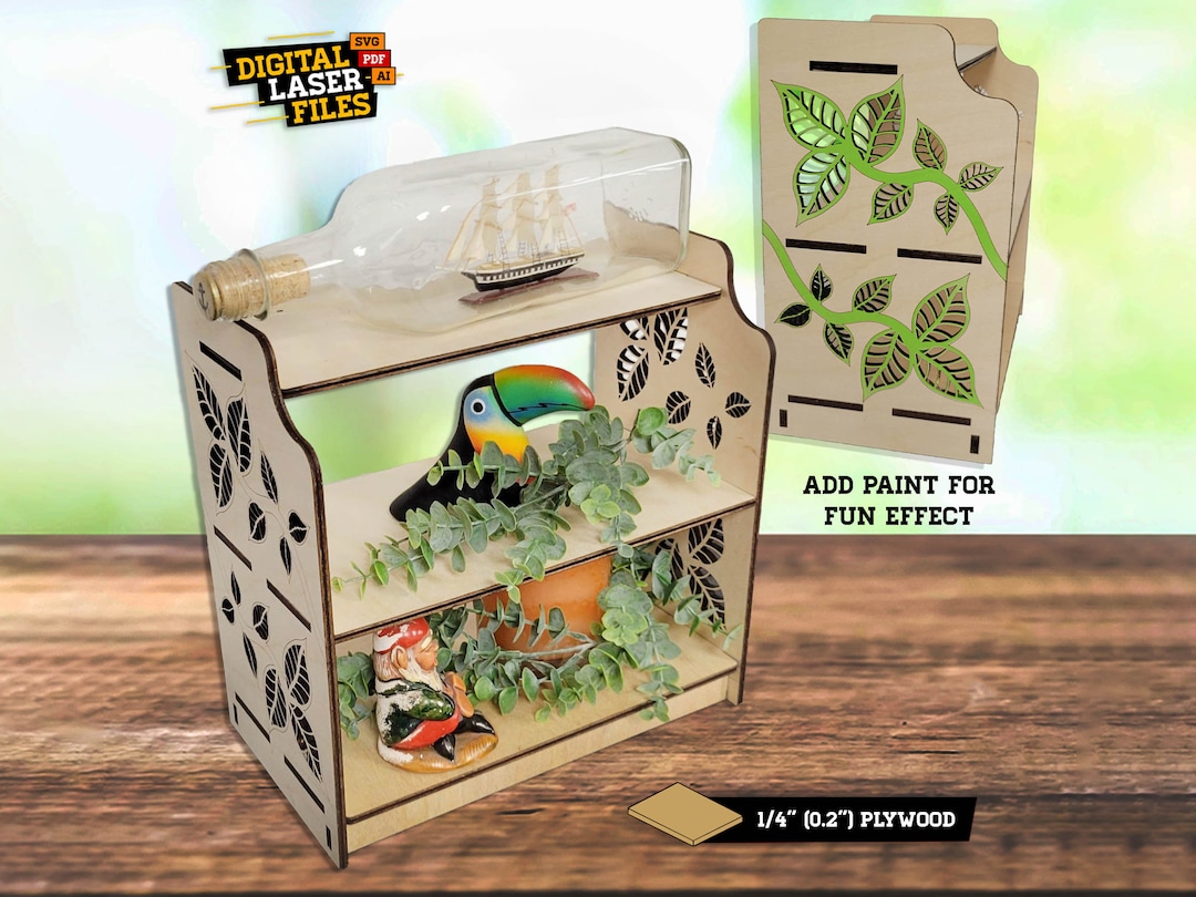 Decorative Shelf With Leaves SVG + Ai Laser Cut Files -- INSTANT ...