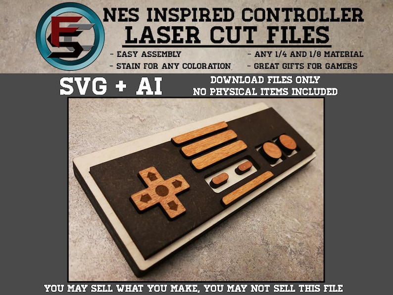 Nes Inspired Controller SVG + Ai Laser Cut Files -- INSTANT DOWNLOAD ...