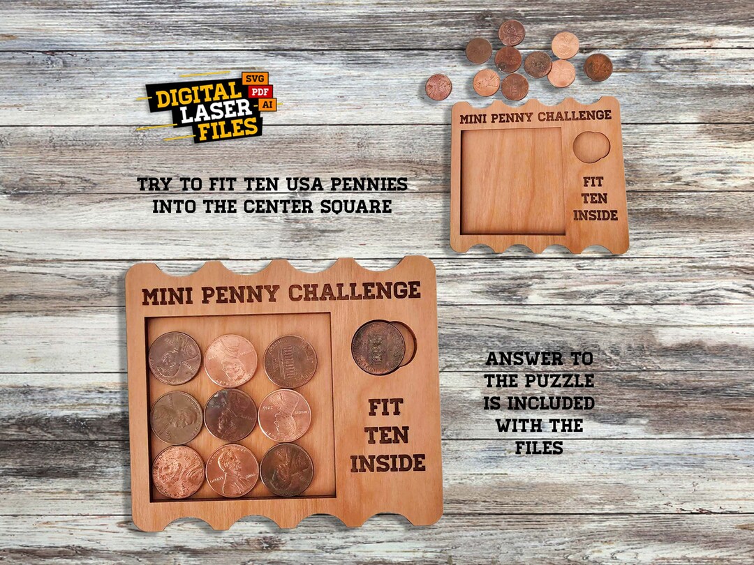 Mini Penny Challenge Puzzle SVG + Ai Laser Cut Files -- INSTANT ...