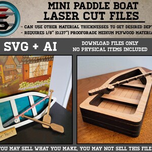 Mini Paddle Boat SVG + Ai Laser Cut Files -- INSTANT DOWNLOAD - Etsy