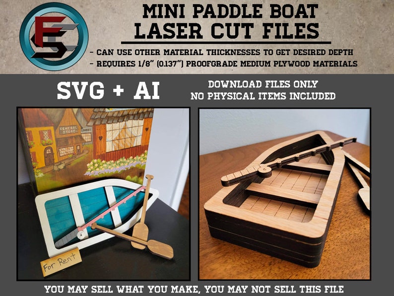 Mini Paddle Boat SVG Ai Laser Cut Files INSTANT DOWNLOAD - Etsy