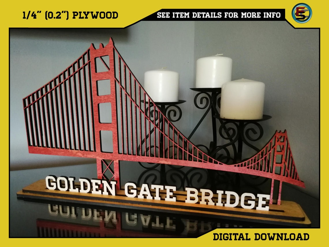 Golden Gate Bridge SVG + Ai Laser Cut Files -- INSTANT DOWNLOAD - Etsy