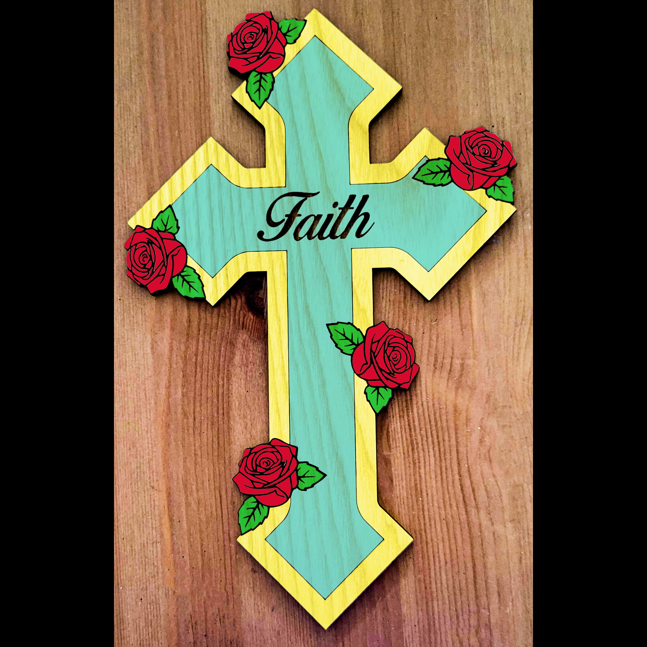 Cross With Roses SVG Ai Laser Cut Files INSTANT DOWNLOAD - Etsy