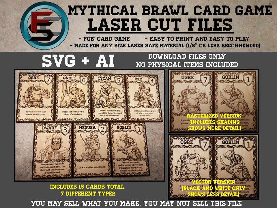 Mythical Brawl Card Game svg Ai Laser Cut Files INSTANT | Etsy