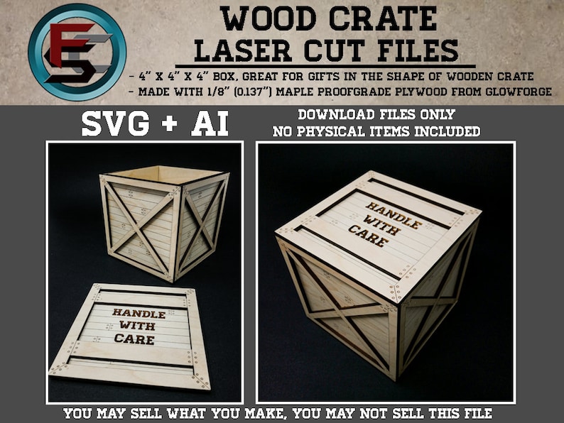 Wood Crate SVG + Ai Laser Cut Files -- INSTANT DOWNLOAD - Etsy