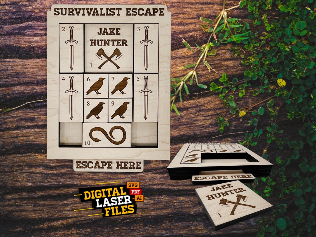 Survivalist Escape Slide Puzzle Game SVG + Ai Laser Cut Files ...