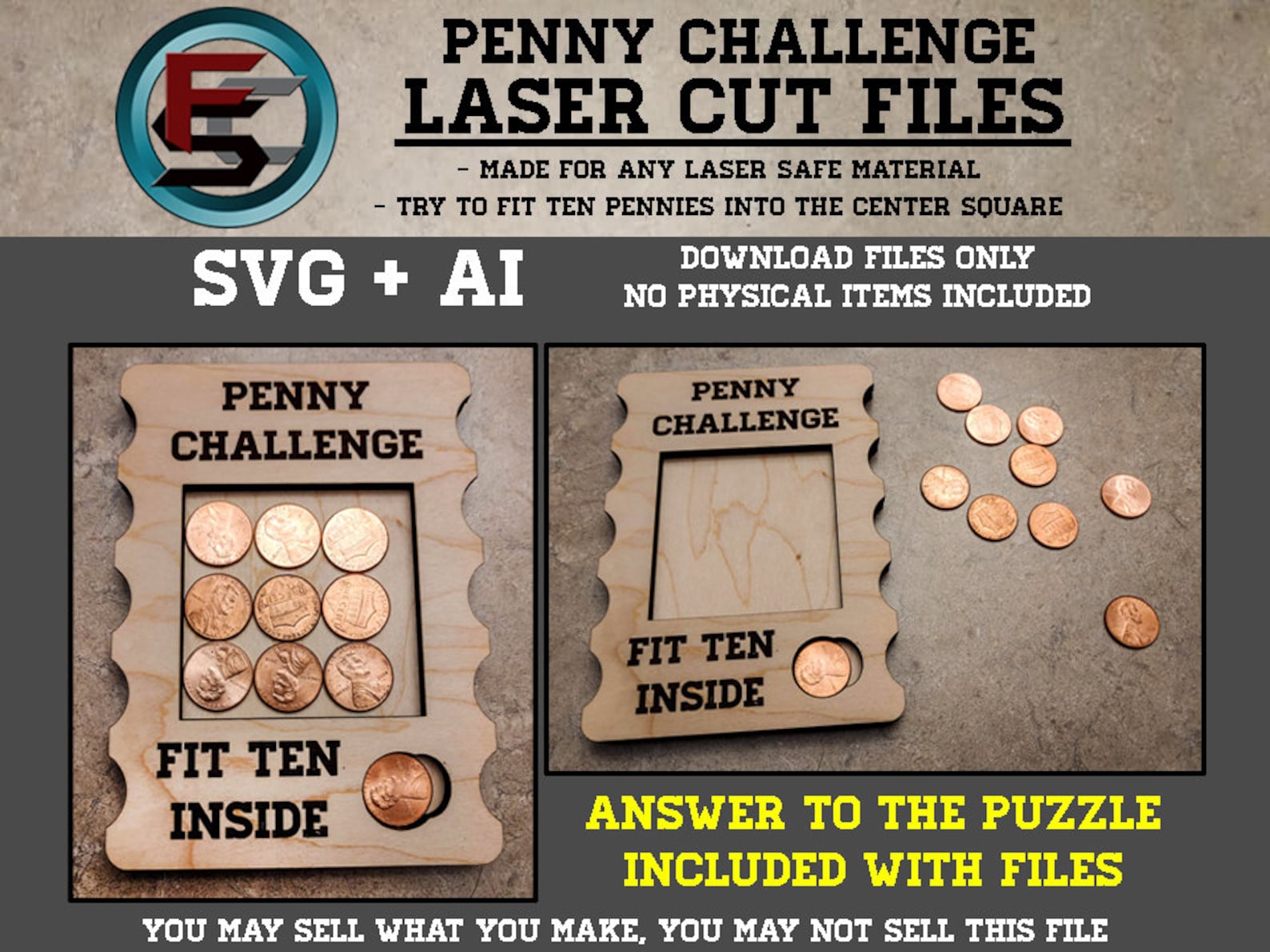 Penny Challenge Puzzle SVG Ai Laser Cut Files INSTANT - Etsy