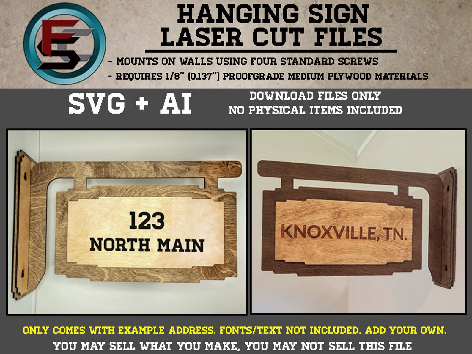 Hanging Sign SVG Ai Laser Cut Files INSTANT DOWNLOAD - Etsy