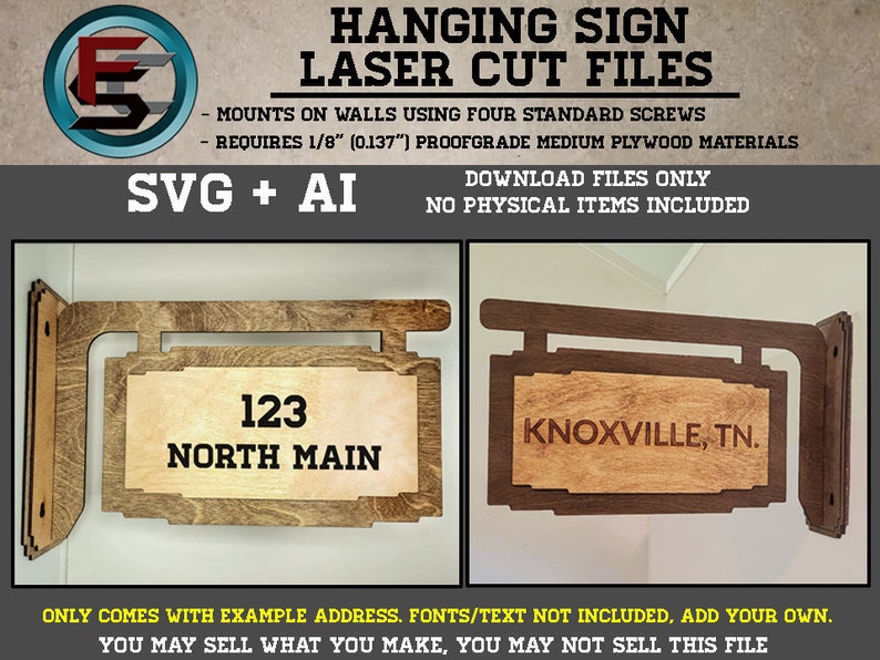 Hanging Sign SVG Ai Laser Cut Files INSTANT DOWNLOAD - Etsy