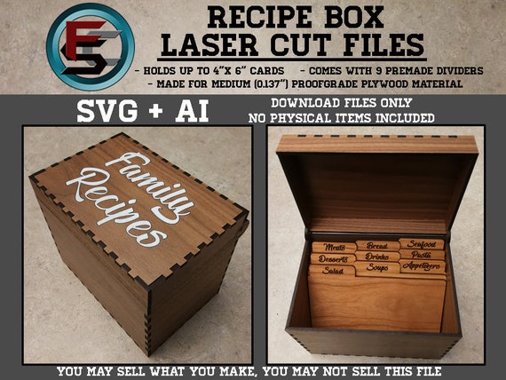 Recipe Box SVG Ai Laser Cut Files INSTANT DOWNLOAD - Etsy Australia