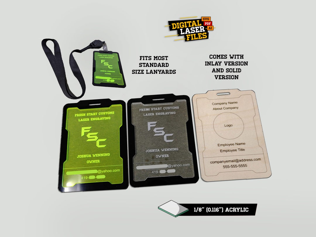 ID Badges Svg + Ai Laser Cut Files -- INSTANT DOWNLOAD - Etsy