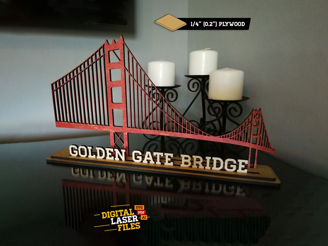 Golden Gate Bridge SVG + Ai Laser Cut Files -- INSTANT DOWNLOAD - Etsy