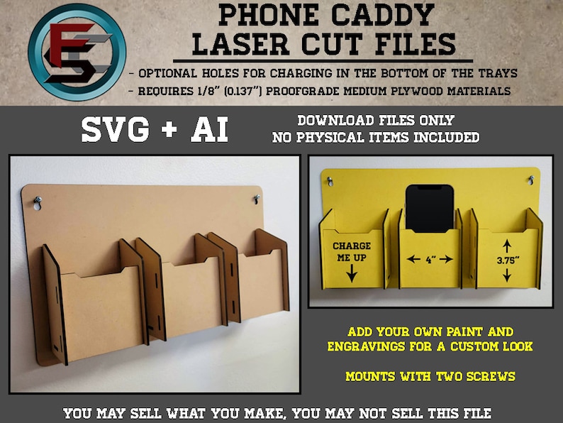 Phone Caddy SVG Ai Laser Cut Files INSTANT DOWNLOAD - Etsy