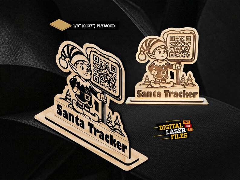 Elf Version - Santa Tracker Display SVG + Ai Laser Cut Files -- INSTANT ...