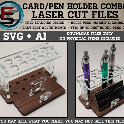 Card Pen Holder Combo SVG Ai Laser Cut Files INSTANT - Etsy