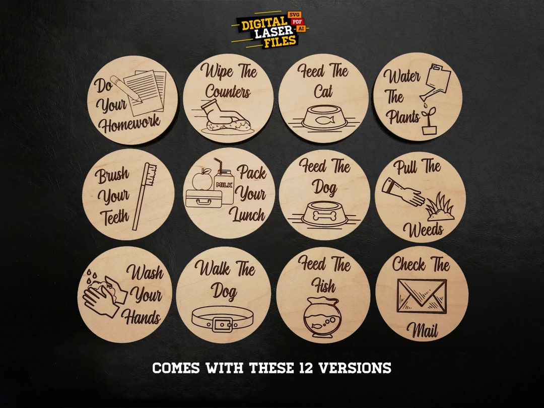 Chore Tokens Version 2 SVG + Ai Laser Cut Files -- INSTANT DOWNLOAD - Etsy