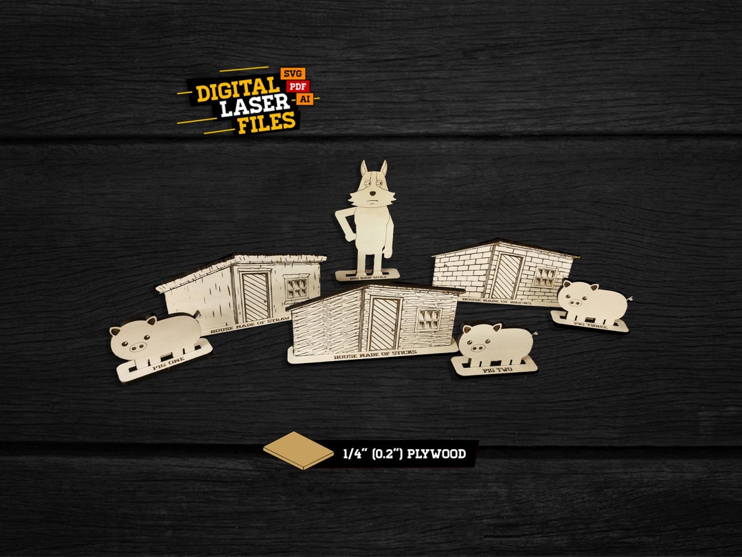 3 Little Pigs SVG + Ai Laser Cut Files -- INSTANT DOWNLOAD - Etsy