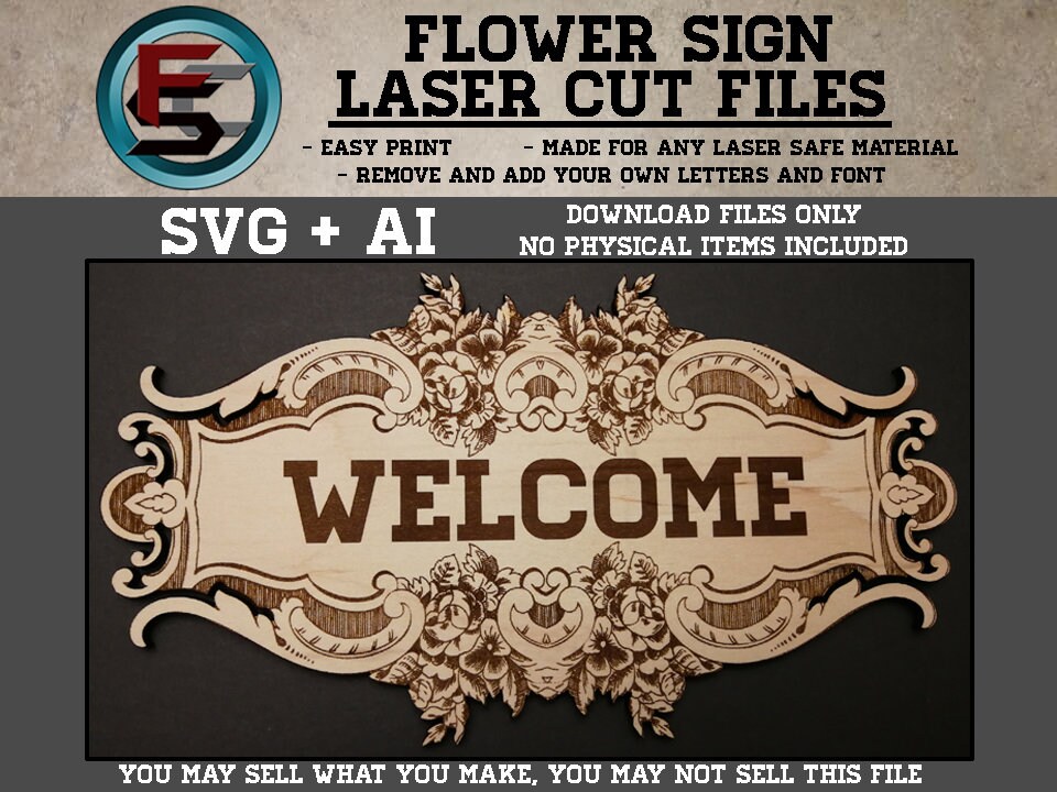Flower Sign Svg Ai Laser Cut Files INSTANT DOWNLOAD - Etsy Canada