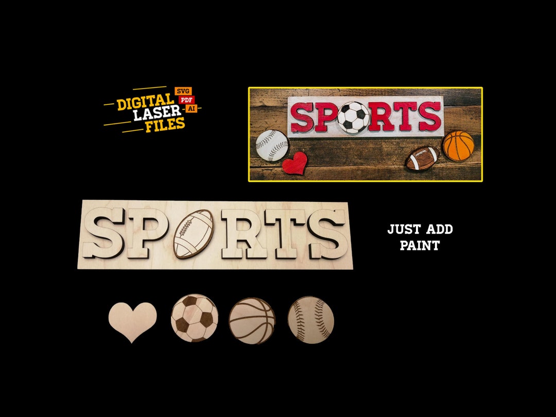 Sports Sign SVG + Ai Laser Cut Files -- INSTANT DOWNLOAD - Etsy