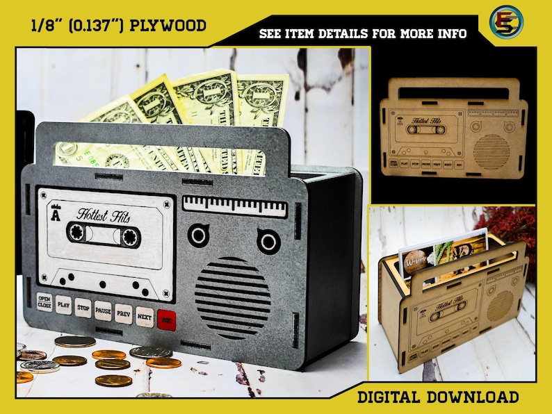 Old School Radio SVG Ai Laser Cut Files INSTANT DOWNLOAD - Etsy