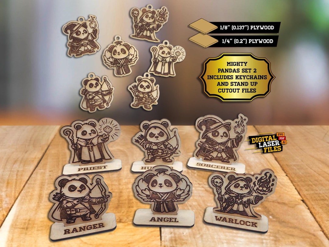 Mighty Pandas Set 2 SVG + Ai Laser Cut Files -- INSTANT DOWNLOAD - Etsy