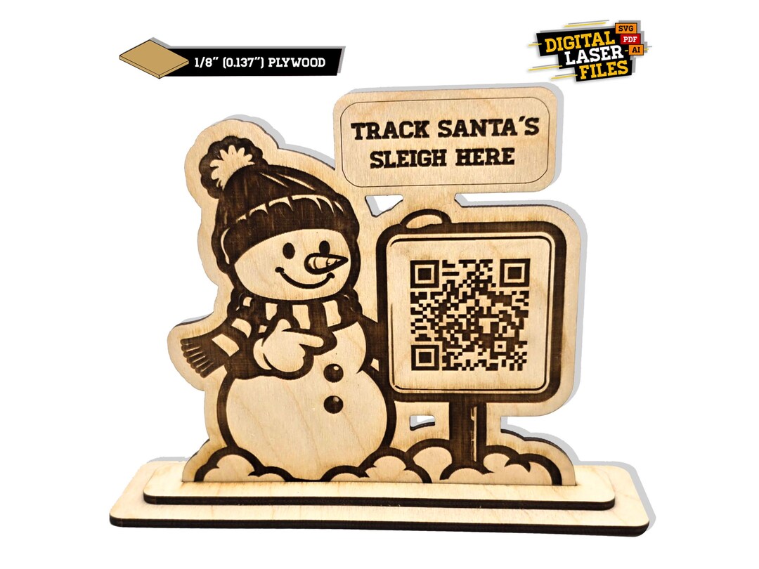 Snowman - Santa Tracker Display SVG + Ai Laser Cut Files -- INSTANT ...