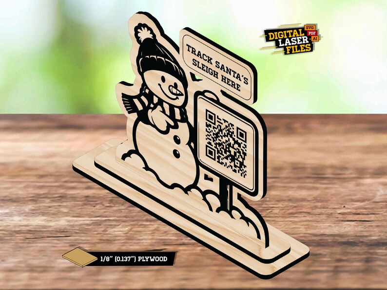 Snowman - Santa Tracker Display SVG + Ai Laser Cut Files -- INSTANT ...
